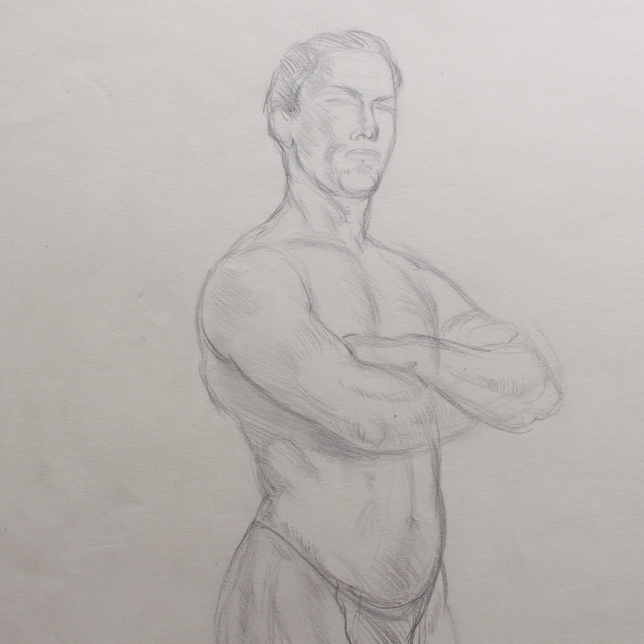 Muscular Man Pencil Drawing by Bernard Sleigh RBSA (circa 1900-1920 ...