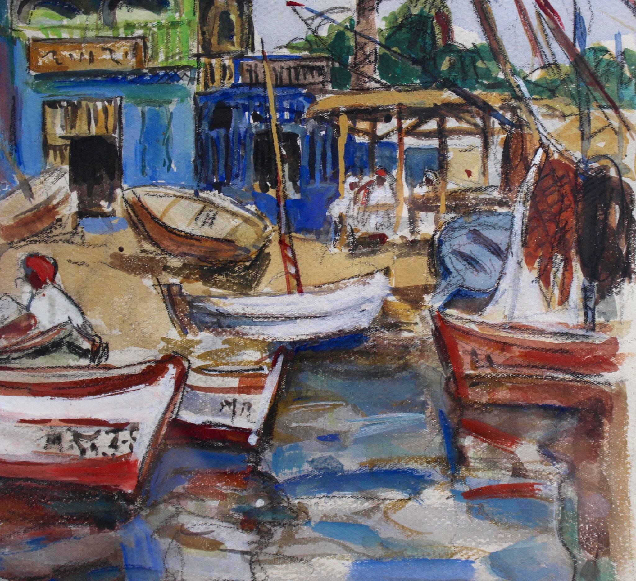 'Mediterranean Fishing Village' by F Engram (c. 1970s) – Bureau of ...