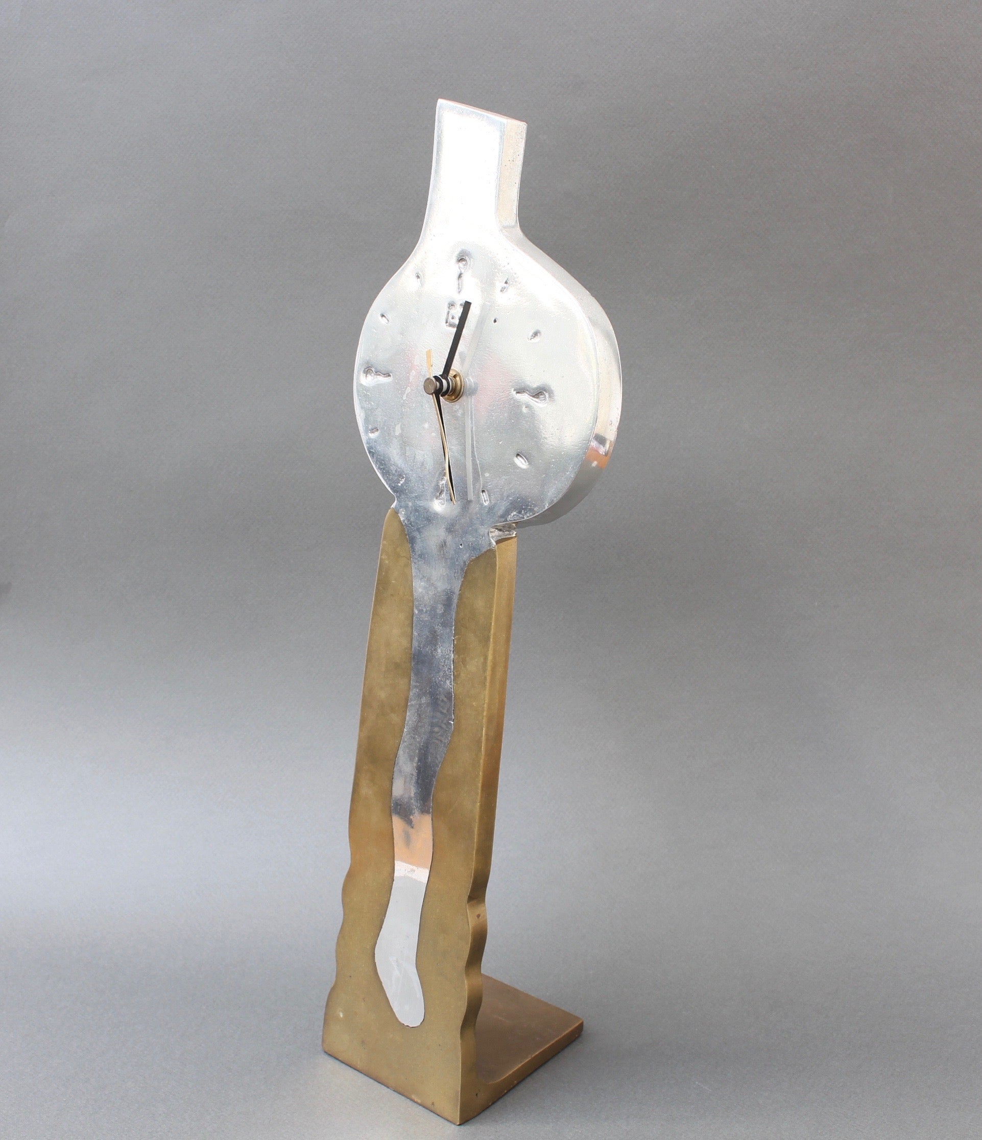 Aluminium and Brass Brutalist Style Decorative Clock by David Marshall ...