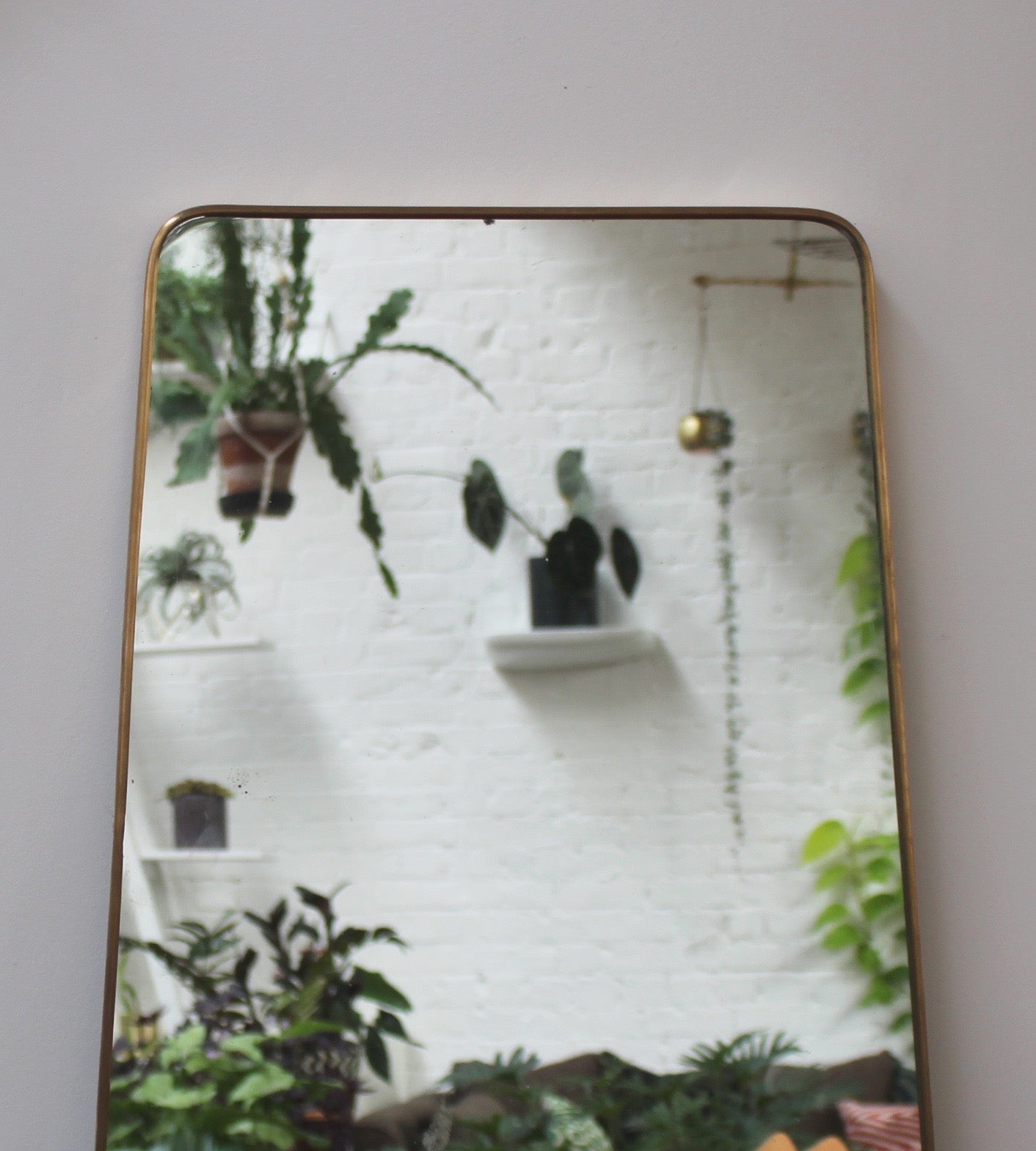 Mid-Century Italian Trapezoidal Mirror with Brass Frame (c. 1950s ...