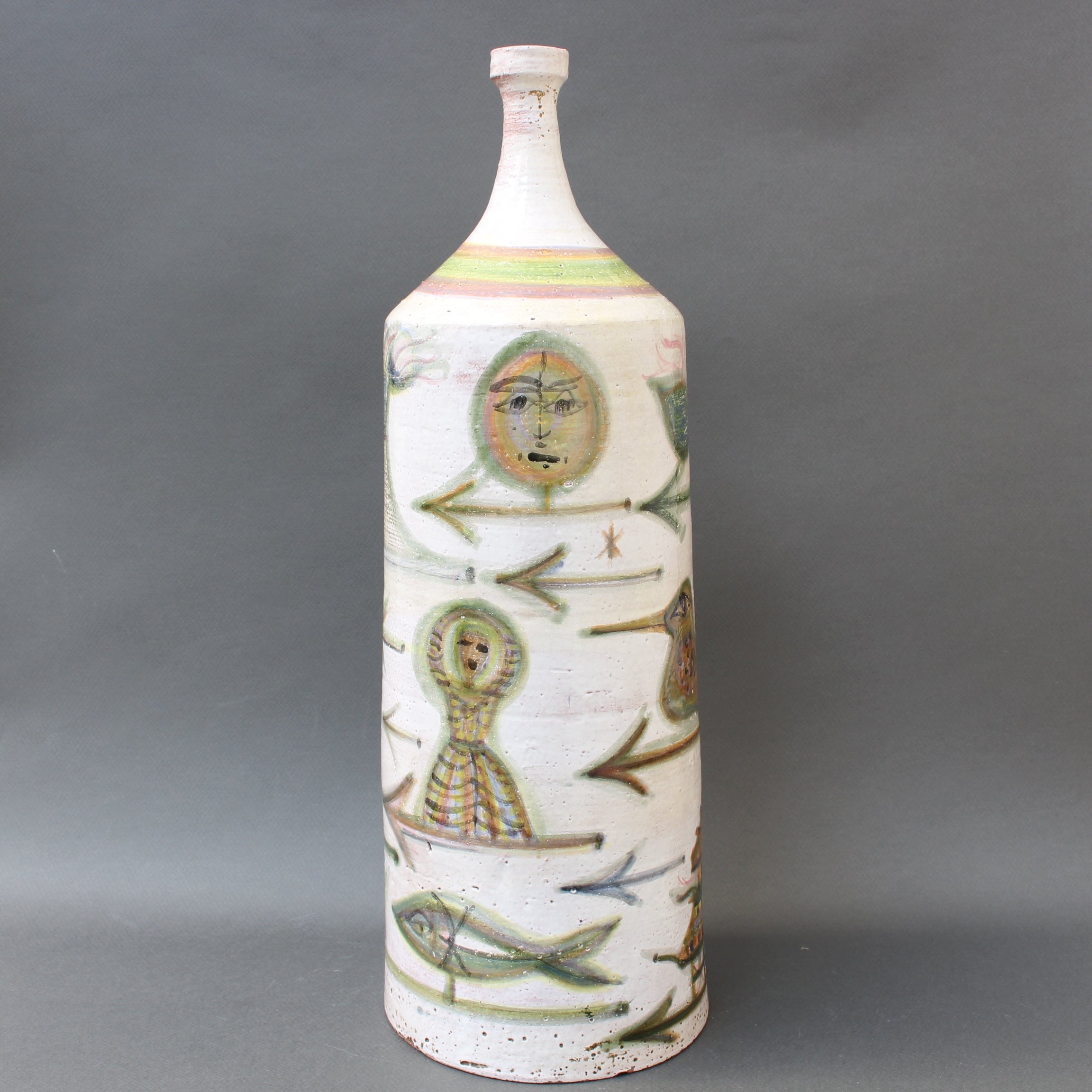 Decorative French Ceramic Bottle-Shaped Vase by David Sol (circa 1950s ...