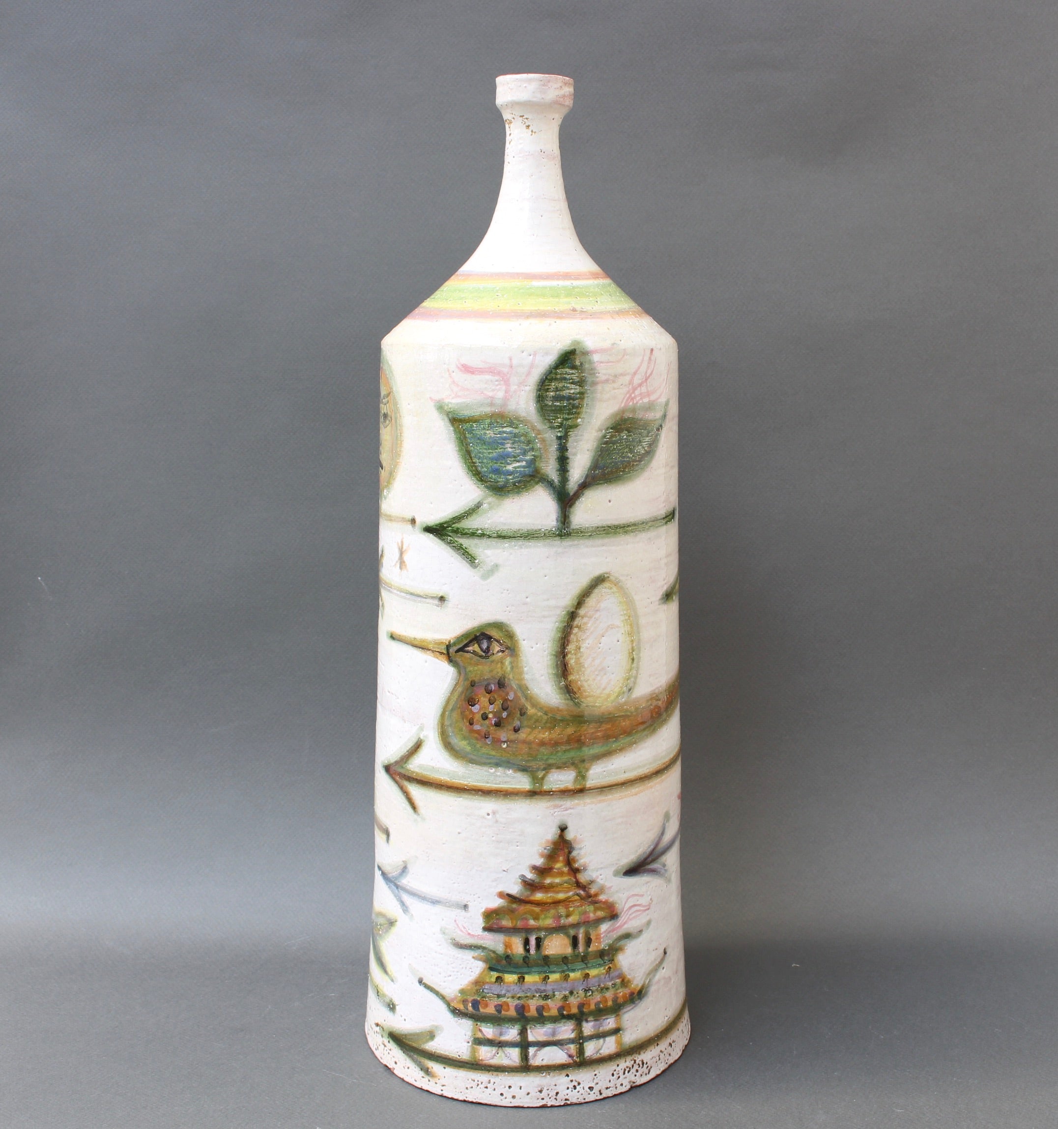Decorative French Ceramic Bottle-Shaped Vase by David Sol (circa 1950s ...